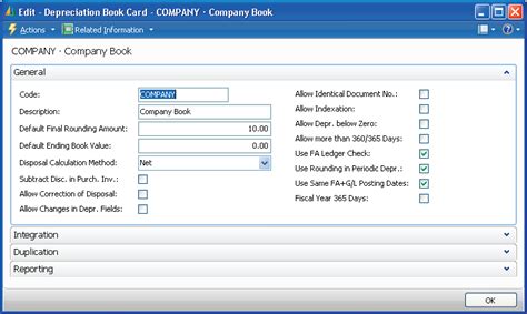 Navguides Depreciation Book Set Up Nav 2009