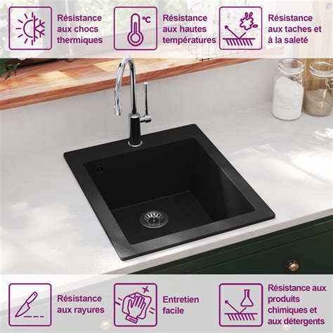 vidaXL Évier de cuisine Granite Noir vidaXL be