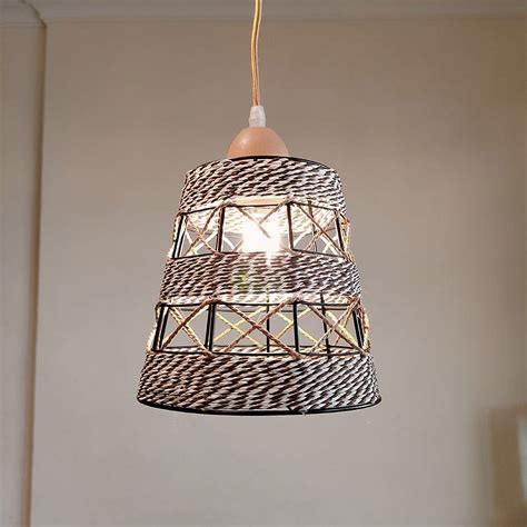 Woven Paper String Lamp Shade Ceiling Light Fixture Kitchen Farmhouse