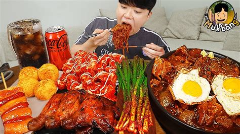 Asmr Mukbang 슈프림 양념 치킨먹방 Bbq 자메이카 통다리 짜파게티 먹방 And 레시피 Fried Chicken