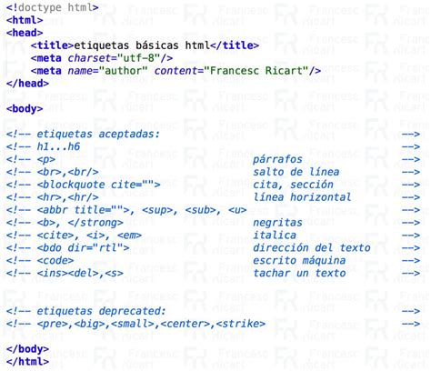 Etiquetas B Sicas Introductoras Al Html Francesc Ricart