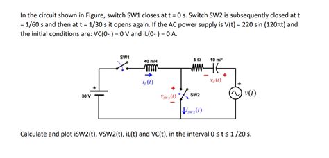 Solved In the circuit shown in Figure, switch SW1 closes at | Chegg.com