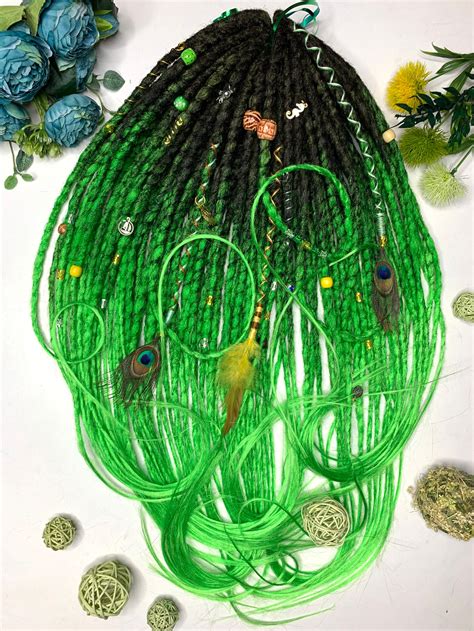 Ombre Green Boho Dread Set Dreadlocks With Wraps And Etsy