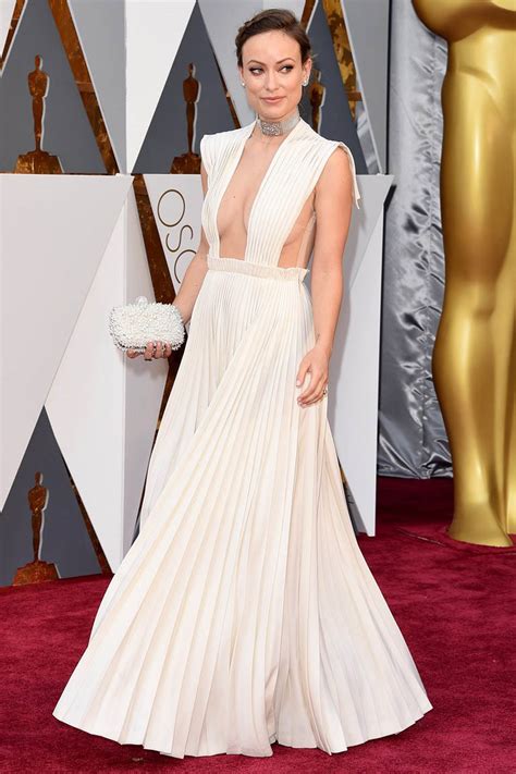 Olivia Wilde Pleated White Celebrity Prom Dress 2016 Oscars Red Carpet