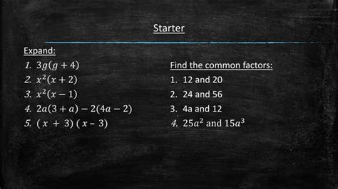 Expand Brackets Andfactorise Ppt