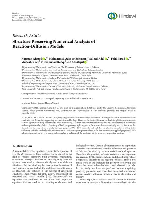 Pdf Structure Preserving Numerical Analysis Of Reaction Diffusion Models
