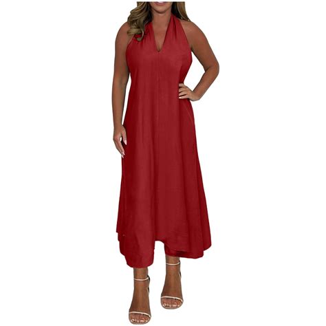 Summer Sun Dresses For Womens 2026 Plus Size Fashion Elegant V Neck T