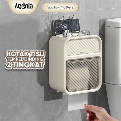 Jual ANGOLA Kotak Tisu Tempel Dinding D Tempat Tisu Anti Bor Toilet Tissue Box Shopee