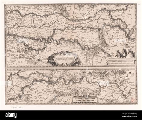 Map Of A Part Of The Course Of The Rhine De Waal And De Maas