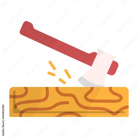 Timber Cutting With Manual Axe Concept Split Wood Slab Vector Color