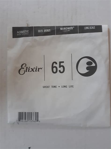 Elixir 065 8020 Bronze Long Scale Single Bass String Reverb