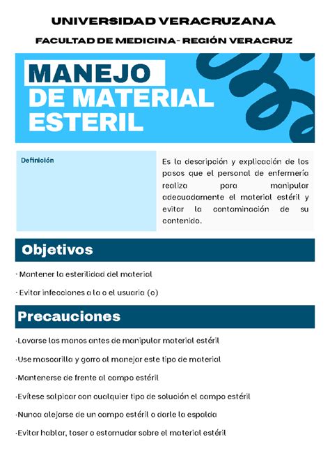 17 Manejo De Material Esteril Universidad Veracruzana Facultad De