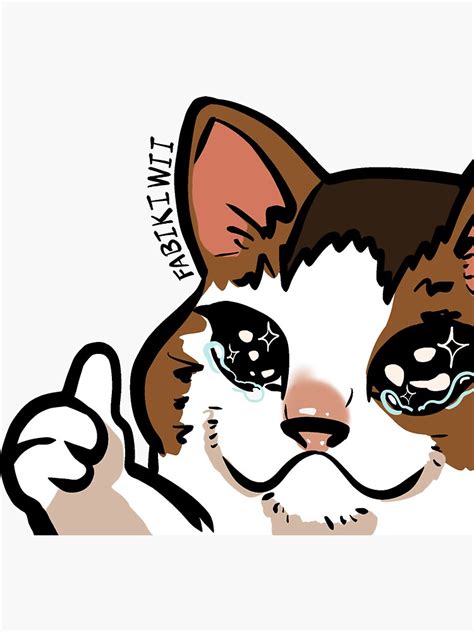 Thumbs Up Crying Cat Sticker For Sale By Fabikiwii Redbubble
