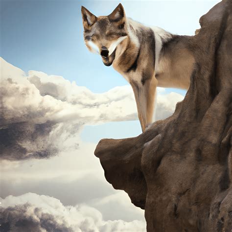 Wolf On Cliff Digital Graphic · Creative Fabrica
