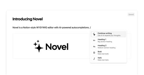 Novel Ai Powered Notion Style Editor Vercel