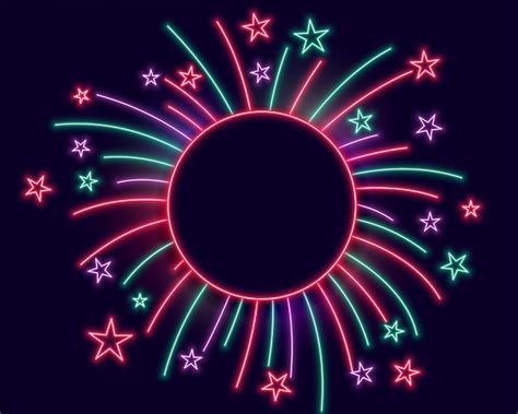 Free Vector Empty Neon Star Frame With Text Space