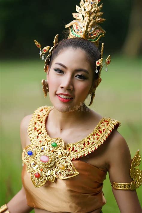 Beautiful Thai Lady In Thai Traditional Drama Dress Stock Photo Image