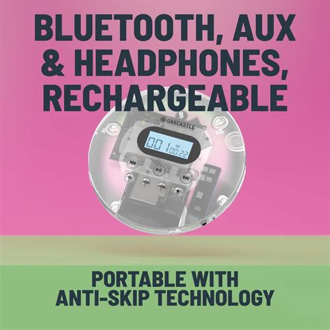 Oakcastle CD Player Portable Rechargeable Portable CD Player With Bluetooth Hr Playtime