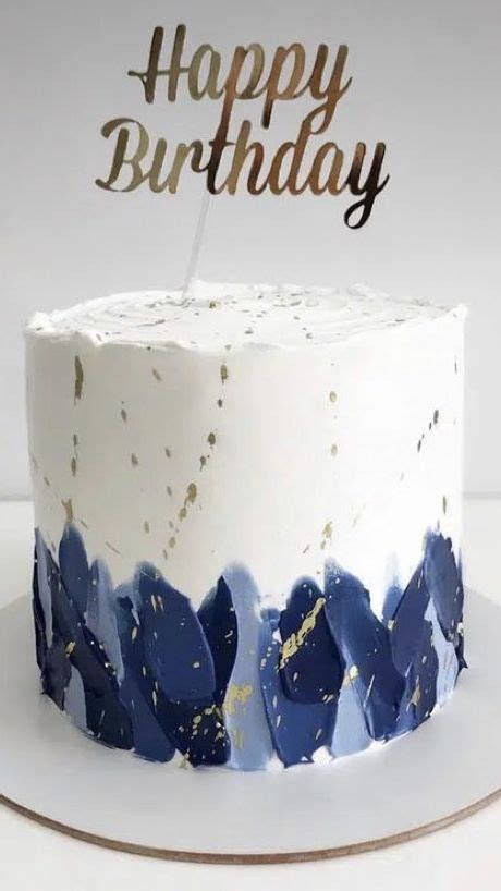 Blue Birthday Cake With Happy Birthday