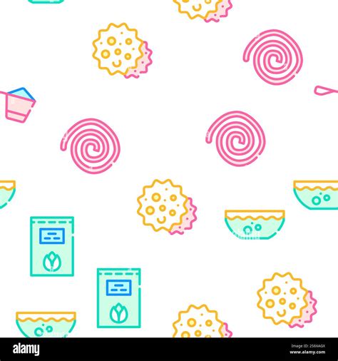 Vegan Menu Restaurant Collection Vector Seamless Pattern Color Line