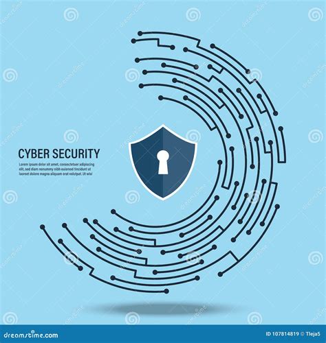 Shield On Circuit Board Digital Background Stock Vector Illustration Of Firewall Binary