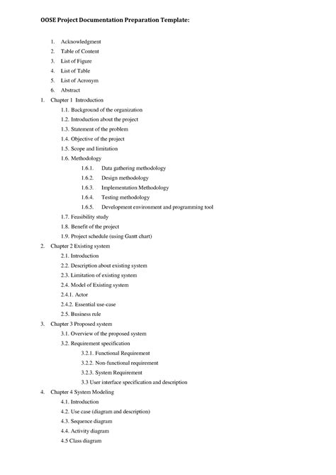 Oose Project Documentation Preparation Template Oose Project