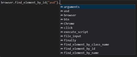 No Completions On For Selenium Webelement Selector · Issue 785
