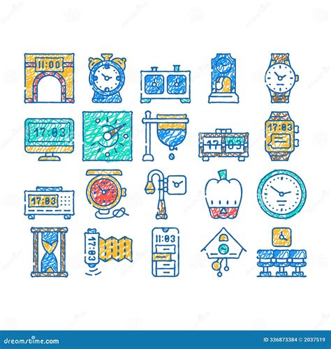 Clock And Watch Time Equipment Icon Hand Drawn Stock Vector