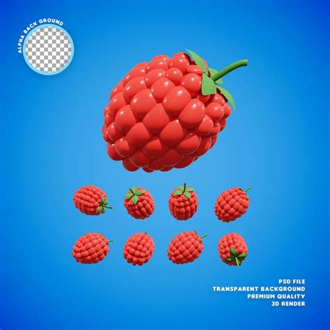 Premium Psd Raspberry Fruit D Render Illustration Iconview Render Hd