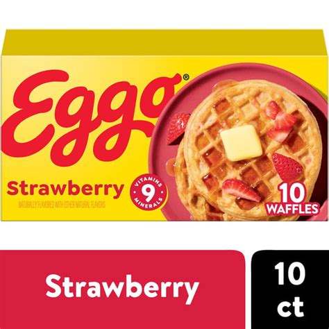 Kelloggs Eggo Waffles Strawberry Frozen Breakfast 123 Oz 10 Count