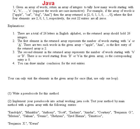 Solved Java Given An Array Of Words Return An Array Of Chegg Com
