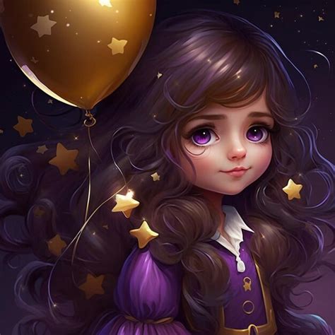Premium Ai Image There Is A Girl With A Balloon And Stars On Her Head