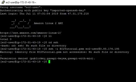 Unable To Ssh To Amazon Linux Instance From Windows 10i Have Kept My Ec2tutorialpem On My