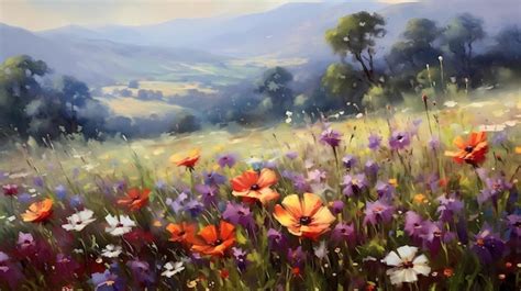 Premium Ai Image A Peaceful Meadow Filled With Wildflowers
