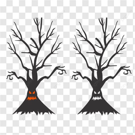 Scary Tree With Expression Vector Scary Tree Halloween Silhouette