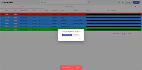 broken setting display density when auth disabled · issue 441 · alerta alerta webui · github
