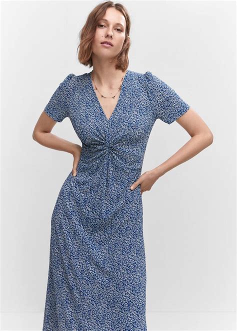 Textured Printed Dress Women Mango Usa