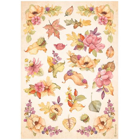 Stamperia Rice Paper Sheet A4 Woodland Flowers Oriental Trading