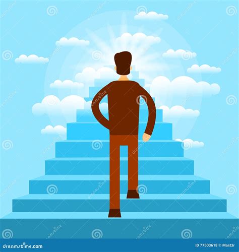 Businessman Walking Up Stairs To Sky Business Man Stock Vector
