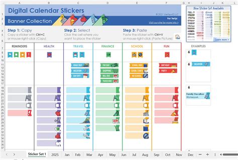 Excel ขั้นเทพ แจกdigital Calendar Stickers ปฏิทิน Excel