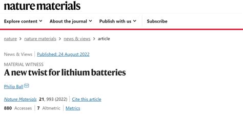 纳米人 Nature Materials：导电有机材料，锂电池新机遇！