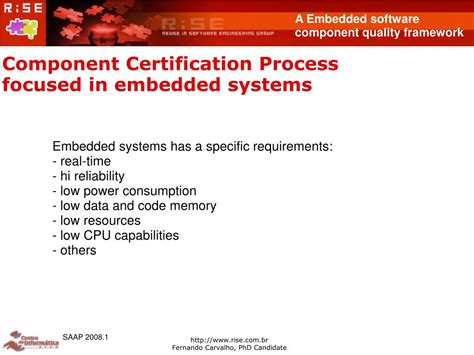 Ppt Embedded Software Quality Assurance Framework For Component Certification Powerpoint