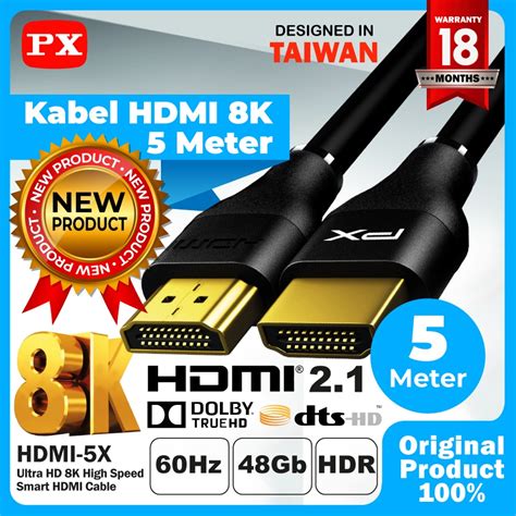 Jual Kabel Hdmi 21 8k Uhd Hdr Earc High Speed Quality 5m Px Hdmi 5x
