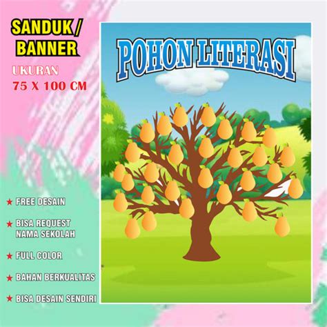 Jual Spanduk Banner Pohon Literasi Untuk Sekolah SD MI TK PAUD TA
