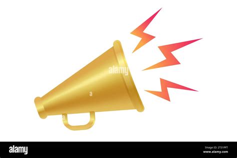 Vector Icon Of Vintage Golden Megaphone For Fake Breaking News Or Sale