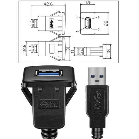 Cavo Usb Auto Barca Moto Cavo Di Prolunga Doppio Usb 3 0 Maschio A 2