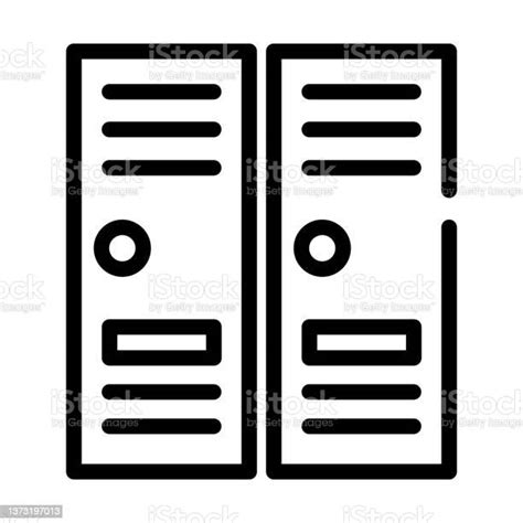 학생 사물함 얇은 선 아이콘 사물함 대학 개념 격리 윤곽 기호에서 문 선형 아이콘 웹 디자인 및 앱에 대한 벡터 그림 기호 요소입니다 0명에 대한 스톡 벡터 아트 및 기타