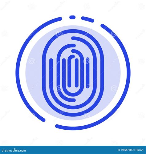 Fingerprint Identity Recognition Scan Scanner Scanning Blue Dotted Line Line Icon Stock