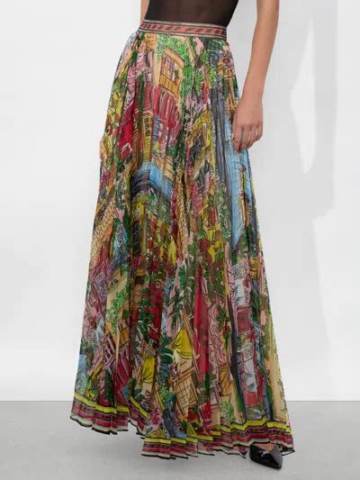 Alice And Olivia Alice Olivia Printed Maxi Skirt In Multicolour