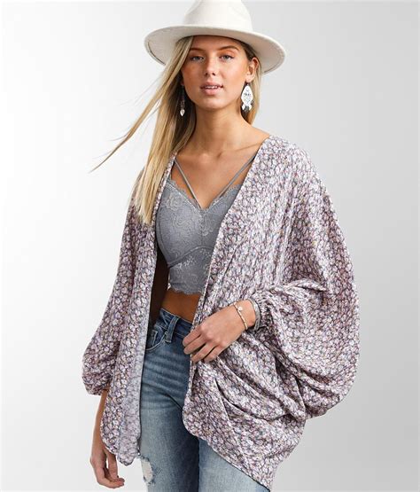 Daytrip Woven Cocoon Kimono Womens Kimonos In Blue Floral Buckle